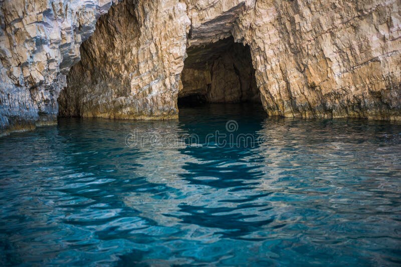 Blue grotto on Zakynthos stock photo. Image of decoration - 50575018
