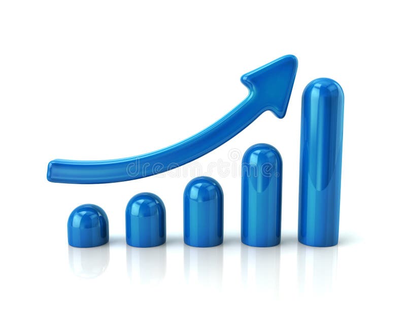 Blue growing graph stock illustration. Illustration of arrow - 61872826