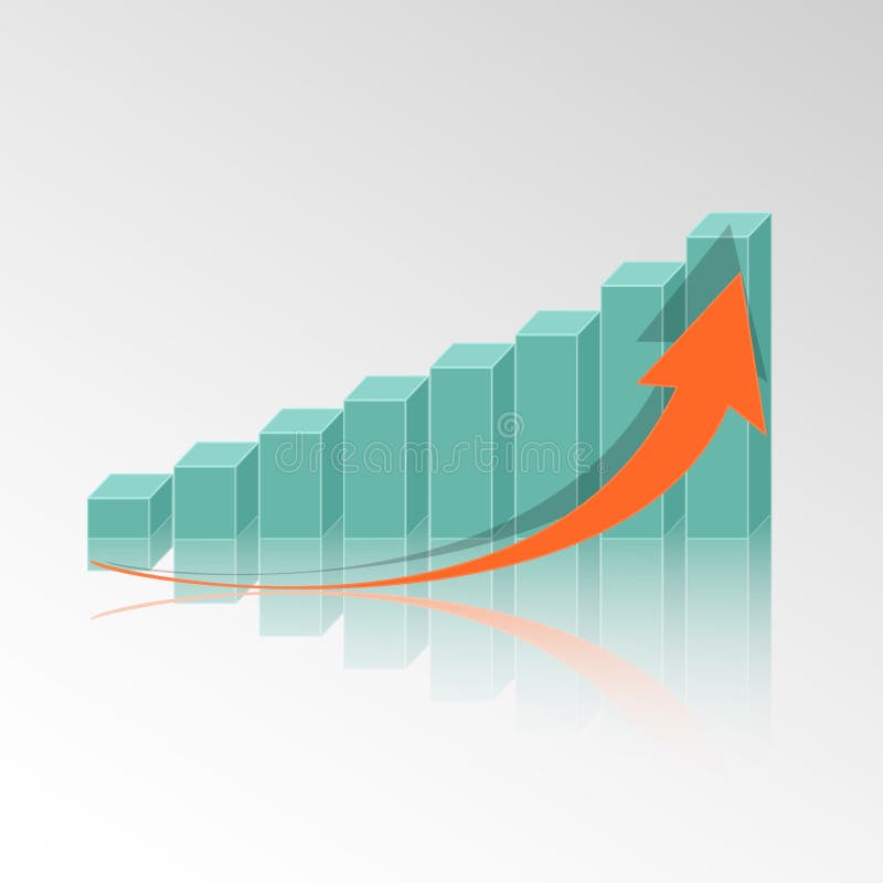 Blue Bar Growing Chart stock illustration. Illustration of positive ...