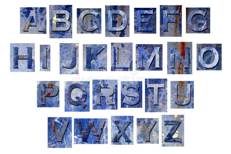 Blue Grunge Alphabet Letters Stock Illustration - Illustration of ...