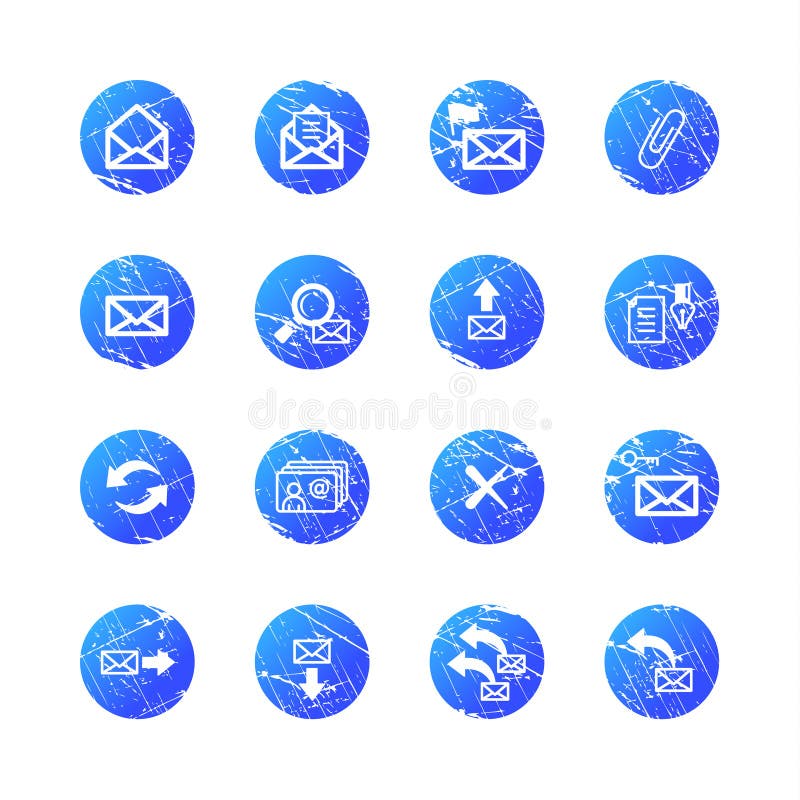 E-mail Web Icons, Orange and Gray Contour Series Stock Vector ...