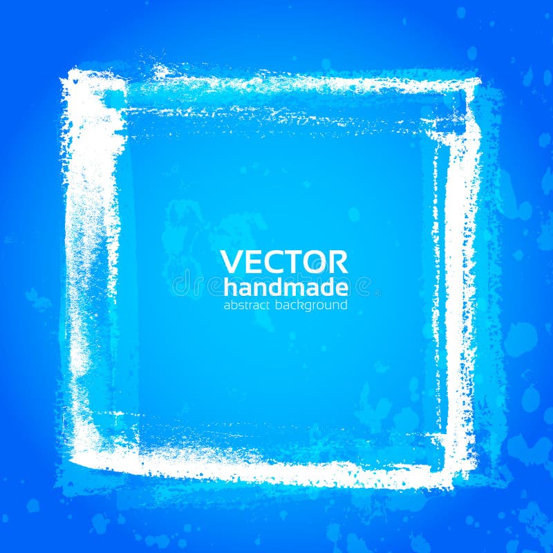 Blue Grunge Frame from Textured Brush Strokes Paint Stock Vector ...