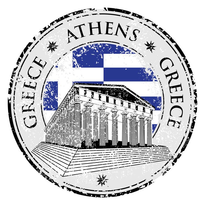 Blue Grunge Rubber Stamp with the Parthenon Stock Vector - Illustration ...