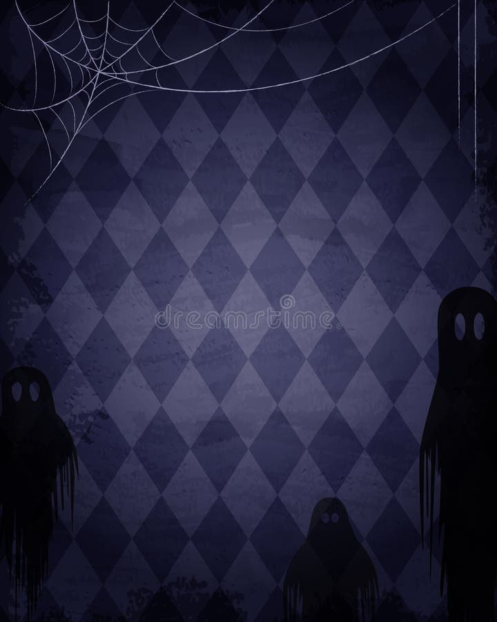 Blue Grunge Wallpaper Background with Creepy Ghosts and Spider Web for ...