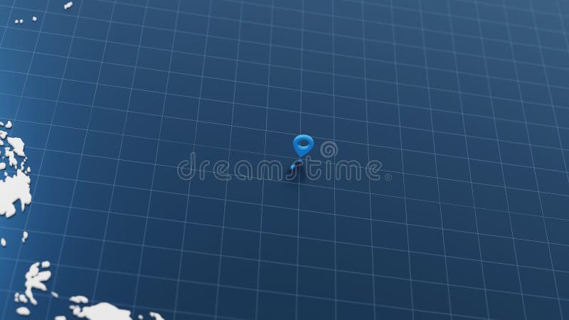 Blue Guam 3d Map with Pointer Pin Surrounded with Other Countries in ...