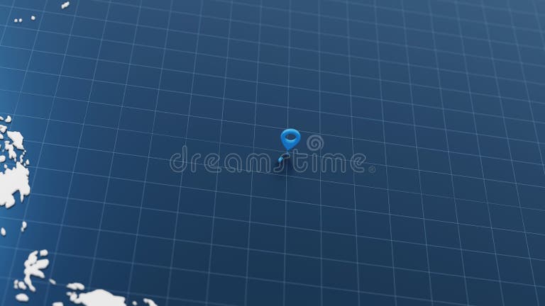 Blue Guam 3d Map with Pointer Pin Surrounded with Other Countries in ...