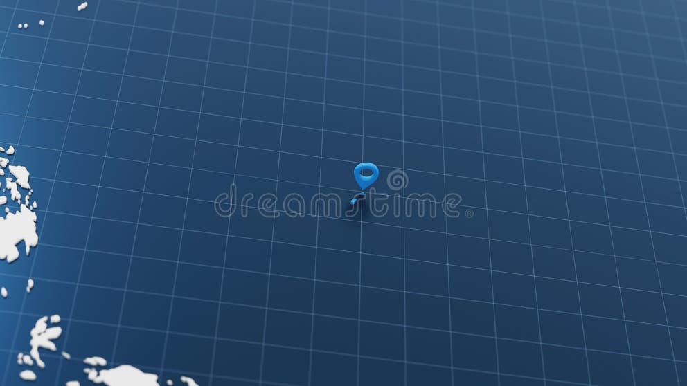 Blue Guam 3d Map with Pointer Pin Surrounded with Other Countries in ...