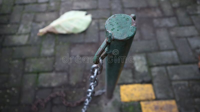 The Blue Guardrail Has an Iron Chain Stock Image - Image of chain ...