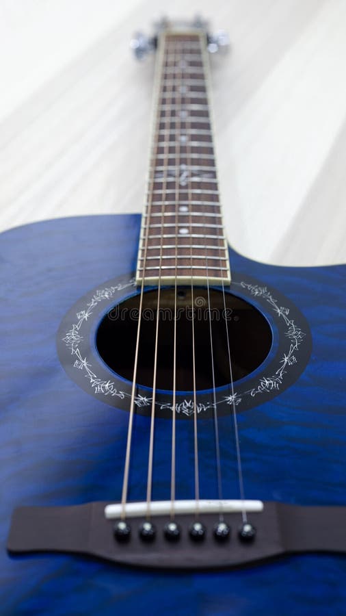 Blue Guitar Seen in Vertical Format Stock Image - Image of vibration ...