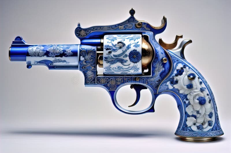 A Blue Gun with a Pattern on the Surface. Ai Generative Stock ...
