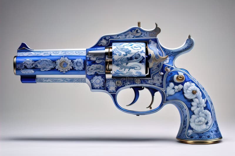 A Blue Gun with a Pattern on the Surface. Ai Generative Stock ...