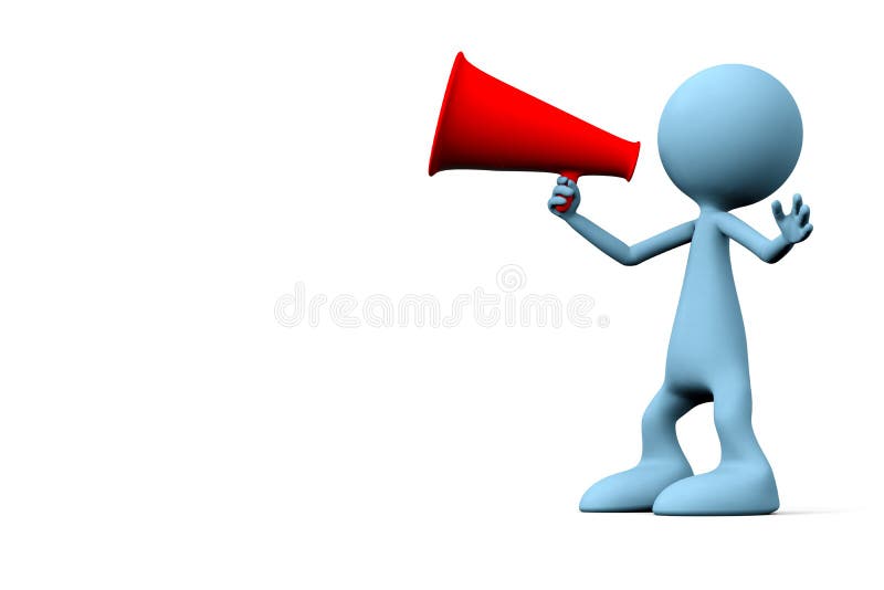 3D Man Giving an Announcement Stock Illustration - Illustration of ...