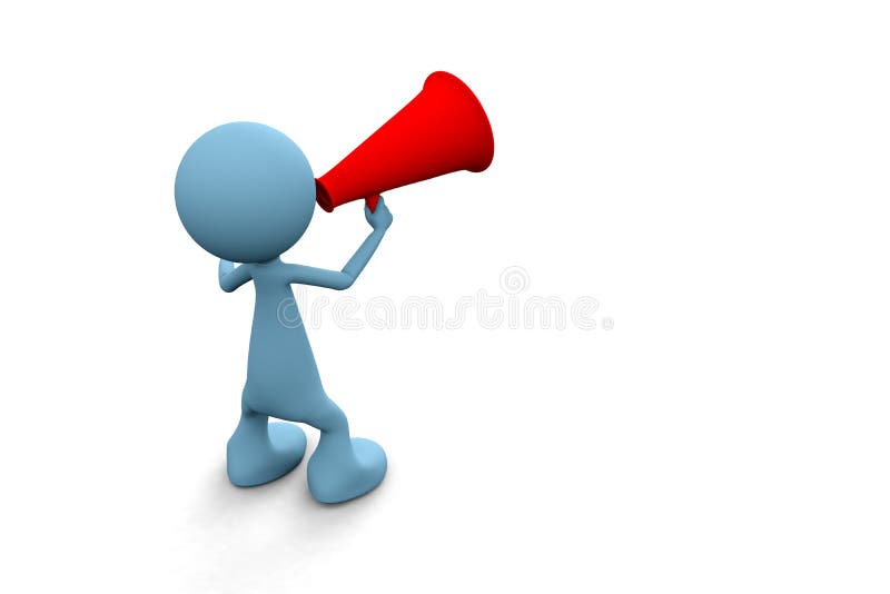 3D Man Giving an Announcement Stock Illustration - Illustration of ...