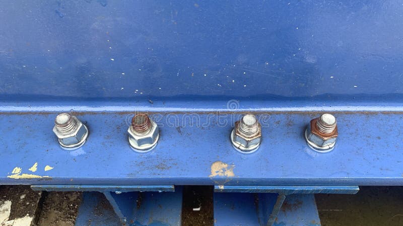 Blue H-shaped Iron Bolts in Building Construction Stock Image - Image ...