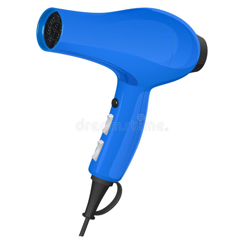 Blue hair dryer stock vector. Illustration of white - 112965122