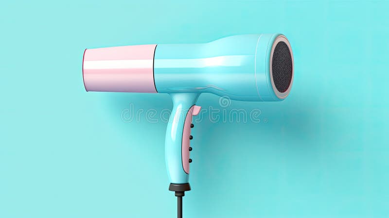 Blue Hair Dryer on White Background Stock Illustration - Illustration ...