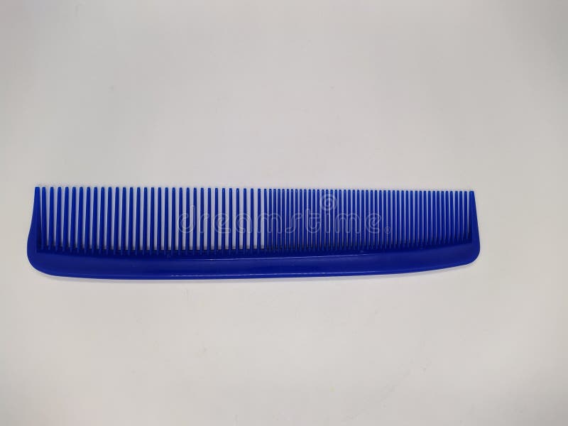 Blue Hairbrush. Blue Comb on White Background Top View Stock Photo ...