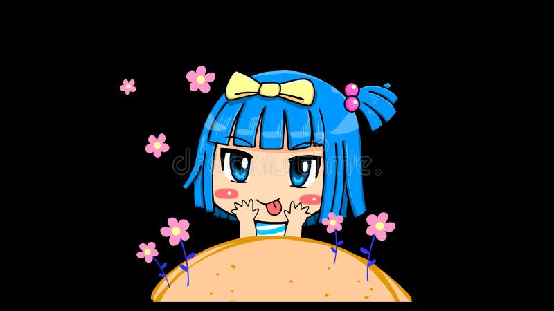 Blue-Haired Girl Greeting Animation - Transparent Background Stock ...