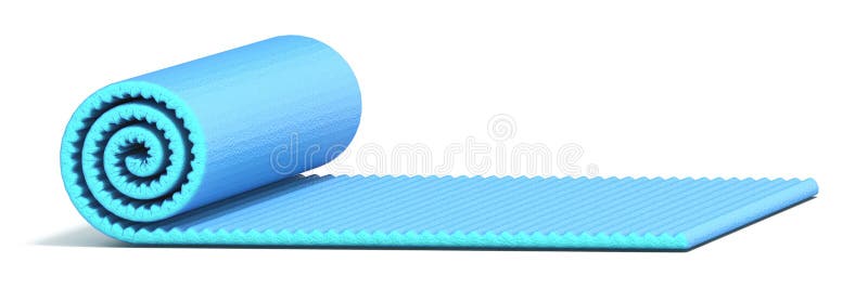 Blue Half Rolled Yoga Mat 3D Stock Illustration - Illustration of ...