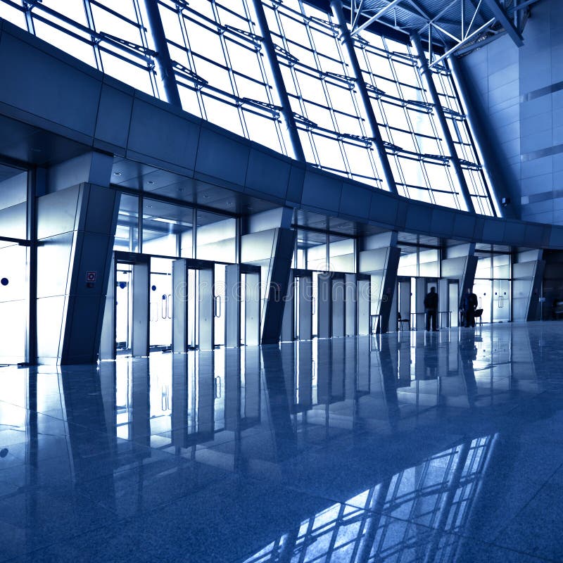 Blue hall interior stock image. Image of airport, architecture - 9071879