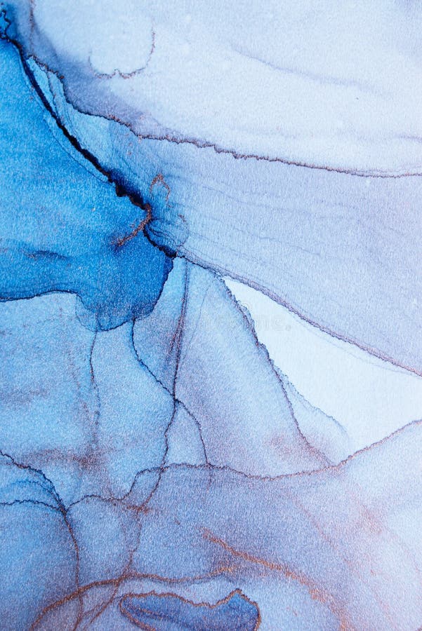 Blue Hand Drawing Abstract Art Background, Watercolor, Ink Art. Stock ...