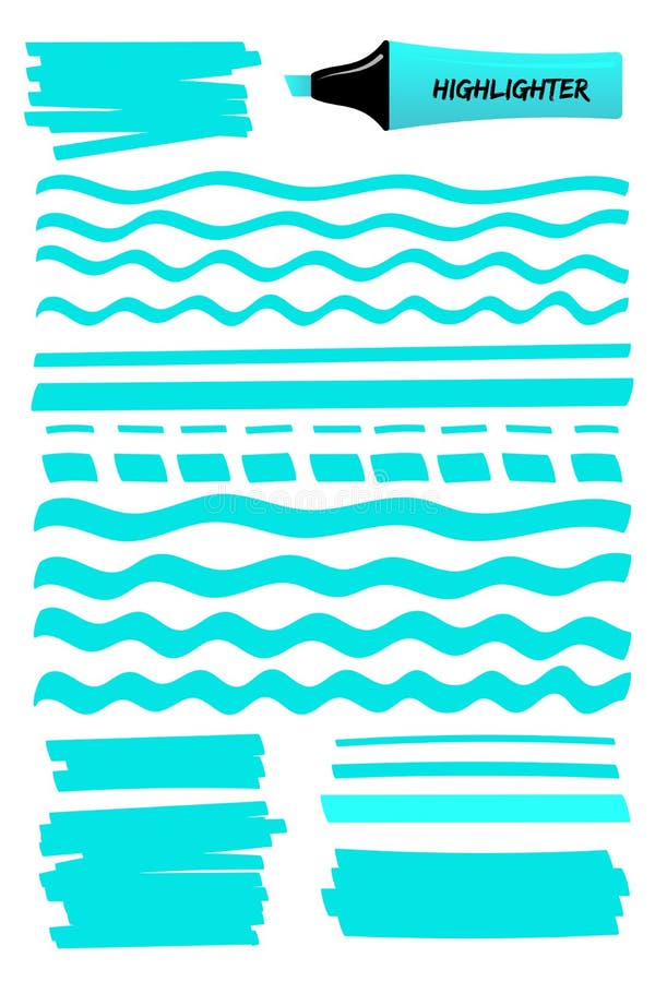 Blue Hand Drawn Lines, Square and Highlight Marker Stock Vector ...