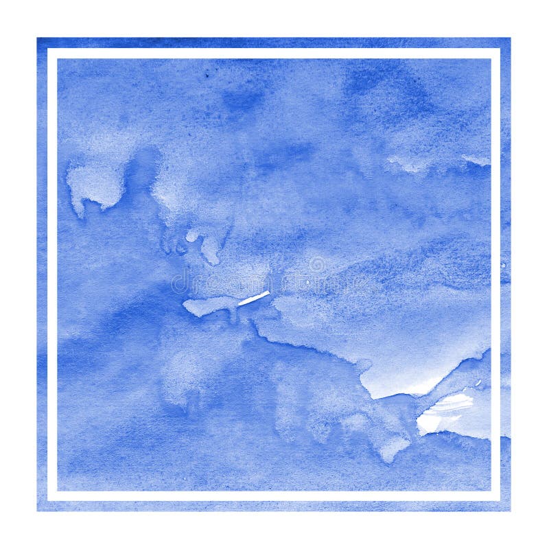 Blue Hand Drawn Watercolor Rectangular Frame Background Texture with ...