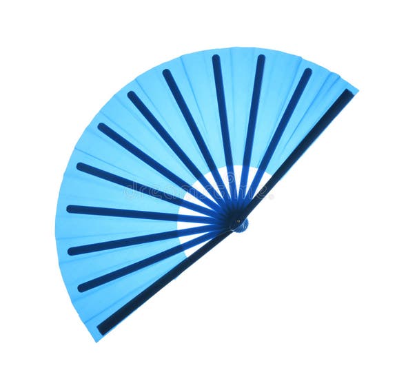 Blue Hand Fan Isolated on White, Top View Stock Image - Image of object ...
