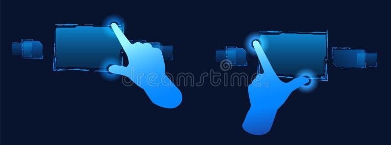 Blue Hand Forefinger and Thumb Actions on Touch Screen Swipe, Scroll ...