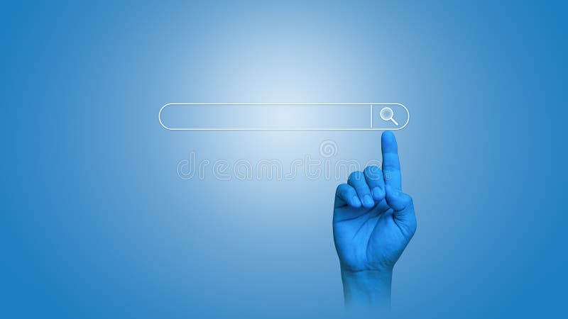 The Blue Hand Indicates the SEO Visual Screen. with a Blank Search Bar ...