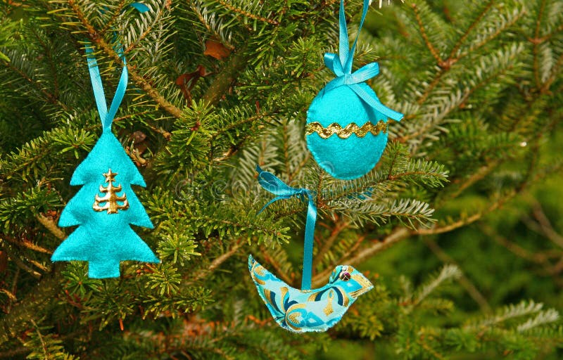 Blue Hand Made Christmas Decoration Stock Image - Image of blue, bright ...