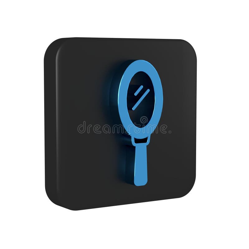 Blue Hand Mirror Icon Isolated on Transparent Background. Black Square ...