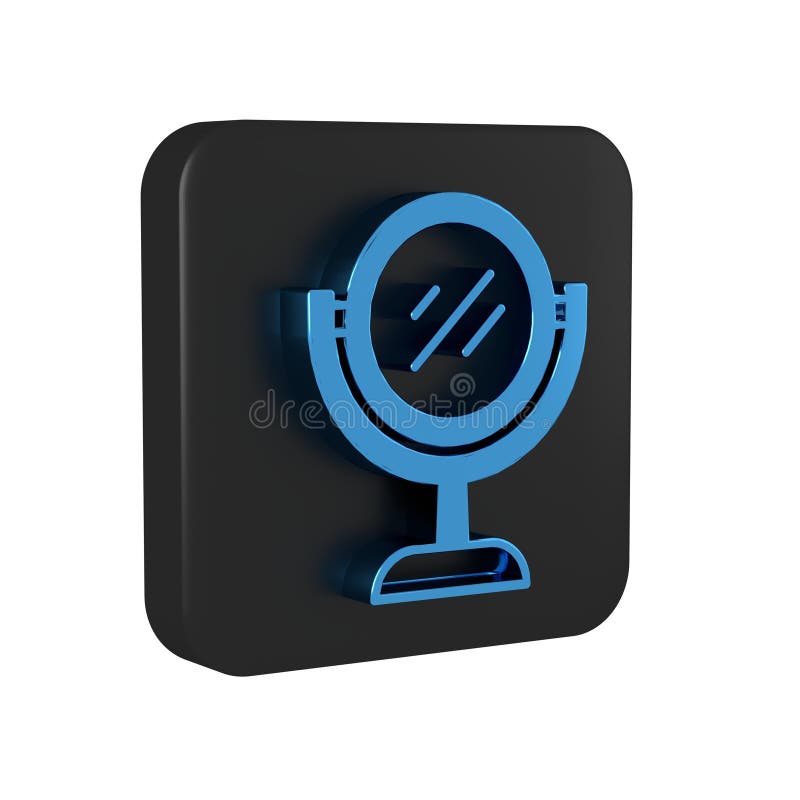 Blue Hand Mirror Icon Isolated on Transparent Background. Black Square ...