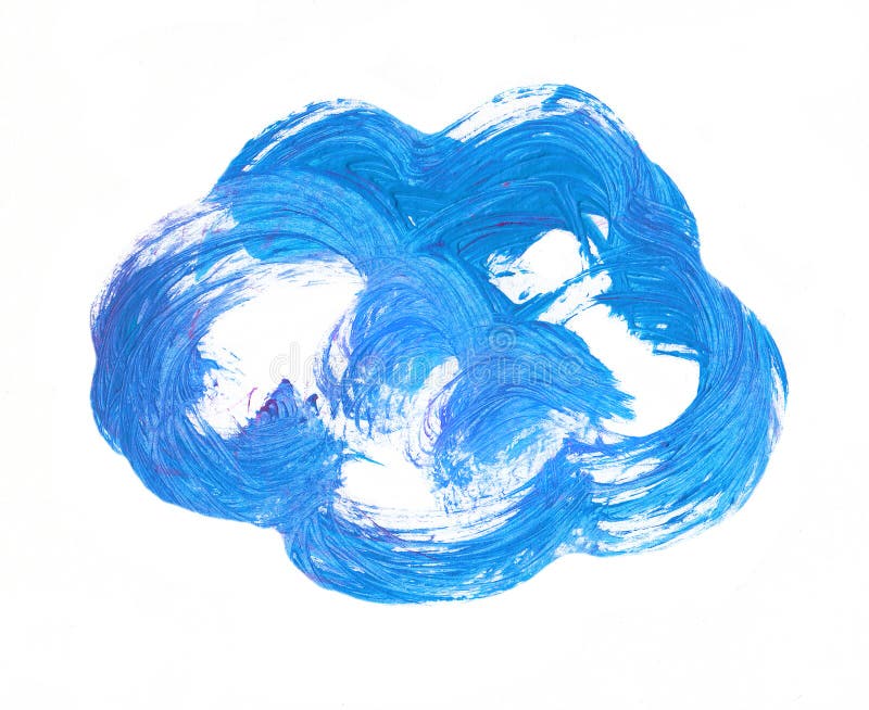 Blue Hand Painted Cloud - Artistic Expressive Illustration with Acrylic ...