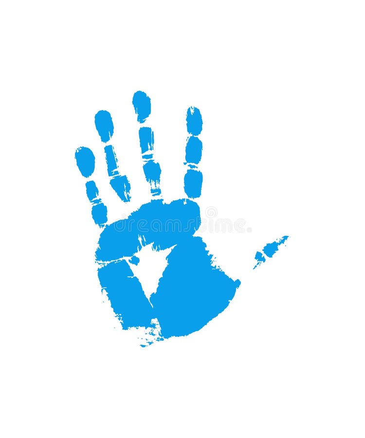 Blue Hand-print Shape Over White Background Illustration Vector Stock ...
