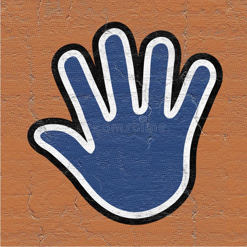 Blue hand symbol stock illustration. Illustration of symbol - 96478764