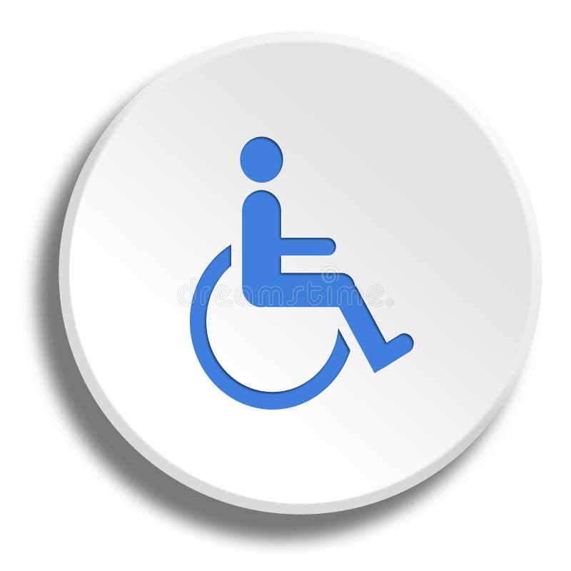 Blue Handicap in Round White Button with Shadow Stock Illustration ...
