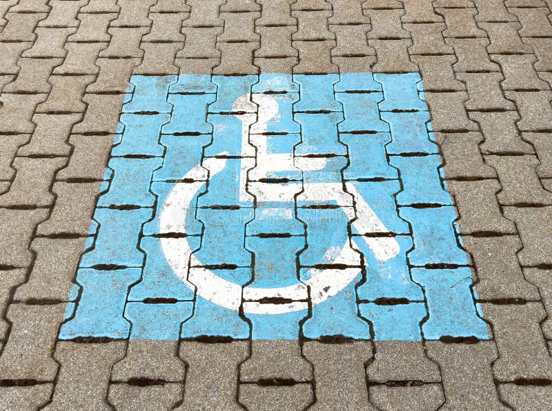 Blue Handicapped Parking Symbol Brick Pavement Stock Photos - Free ...