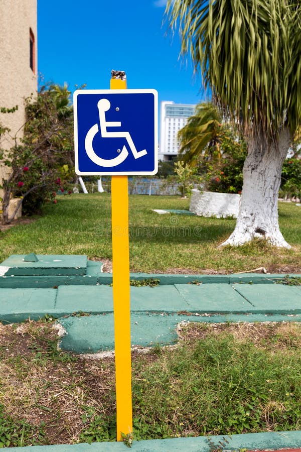 Blue Handicapped Sign with Wheelchair Stock Image - Image of restrict ...