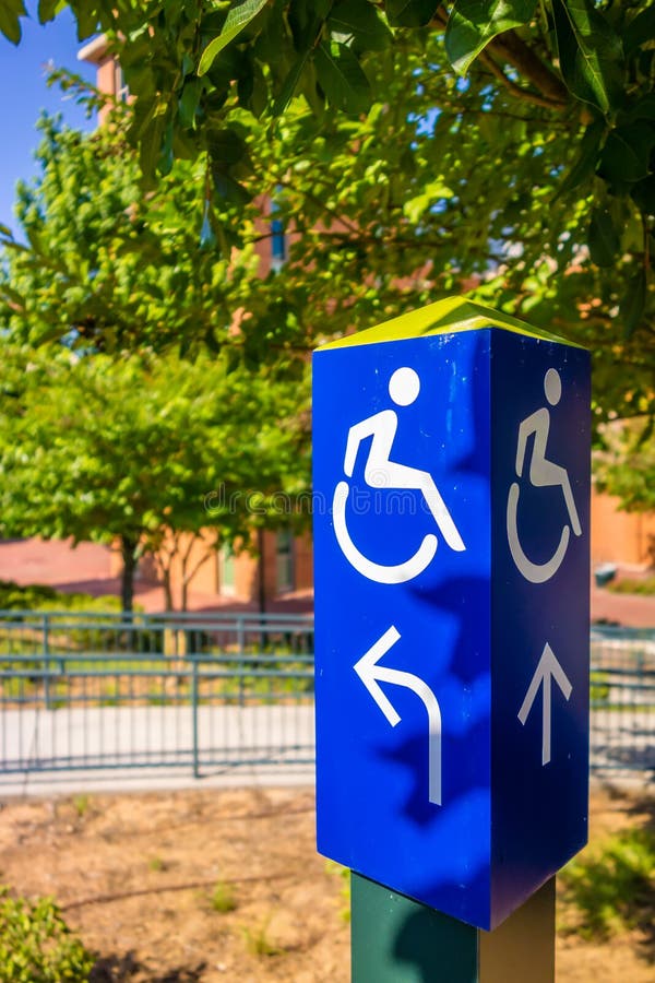 Blue Handicapped Wheel Chair Post Sign Stock Photo - Image of hospital ...