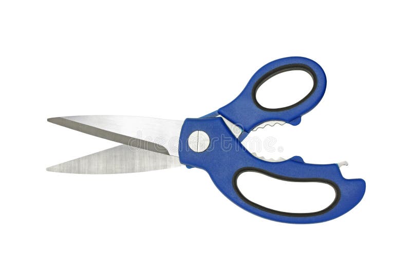 Blue Handle Kitchen Scissors Stock Photo - Image of purpose, blue: 60935834