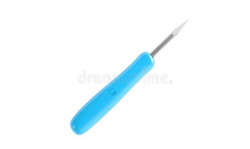 Blue Handled Precision Tool with Silver Metal Shaft and Sharp Pointed ...