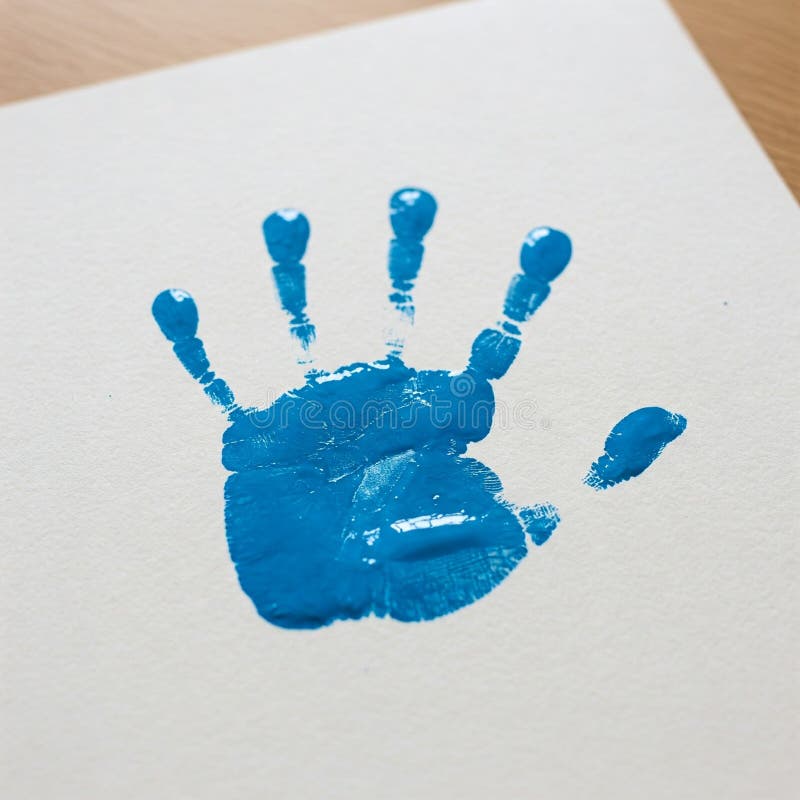 Blue Handprint on White Paper (Generated with AI) Stock Illustration ...