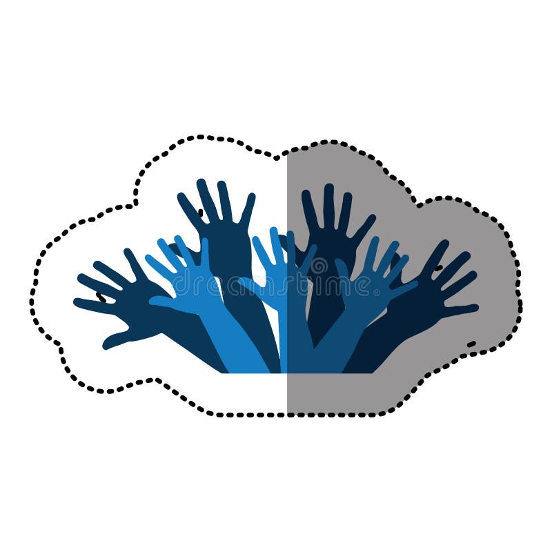 Blue Hands Up Together Icon Stock Illustration - Illustration of ...