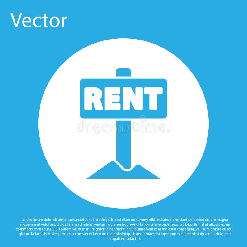 Blue Hanging Sign With Text Rent Icon Isolated On Blue Background ...