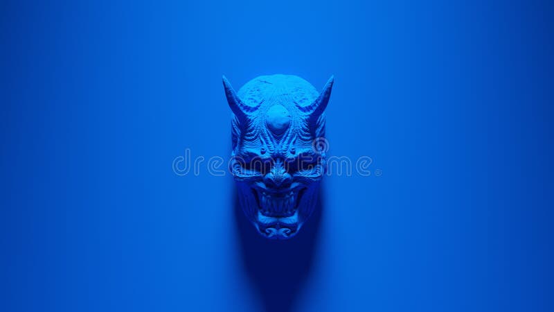 Blue Hannya Sino-Japanese Mask Mounted Stock Illustration ...