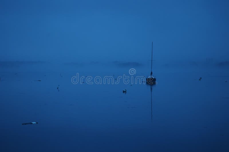 Blue Harbor stock photo. Image of mist, harbor, calm, sailboat - 79990