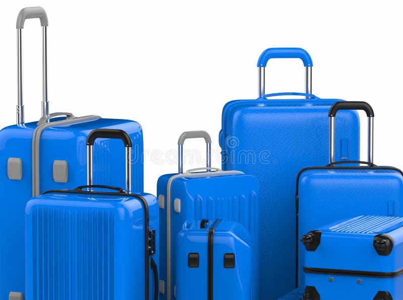Blue Hard Case Luggages Isolated on White Stock Illustration ...