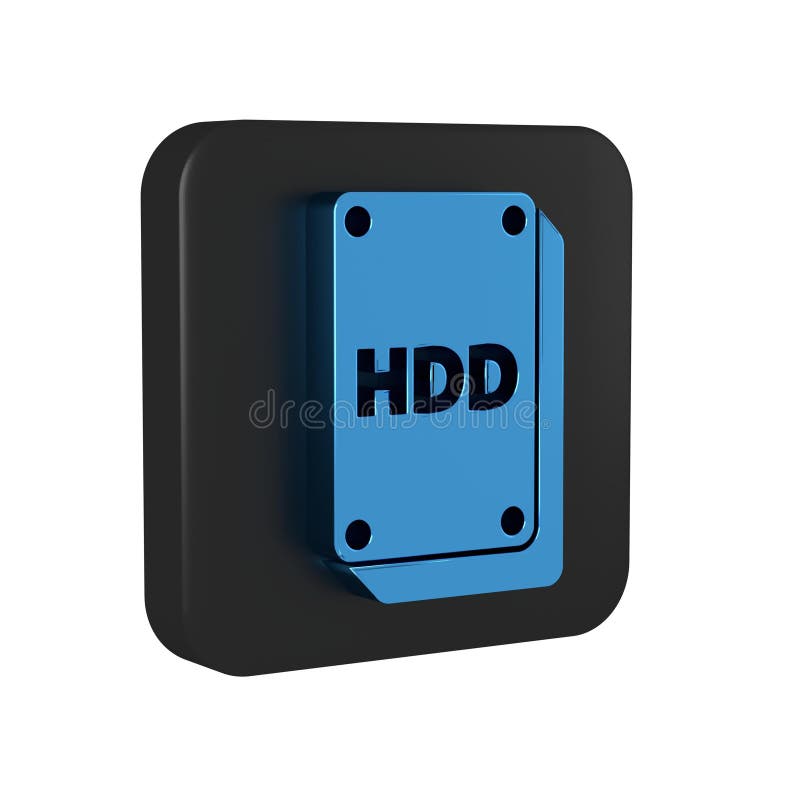Blue Hard Disk Drive HDD Icon Isolated on Transparent Background. Black ...