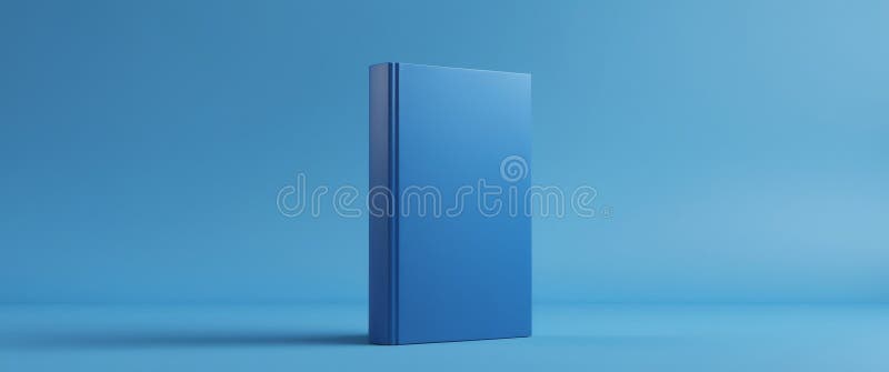 Blue Hardcover Book Mockup Standing on a Blue Background Stock Image ...